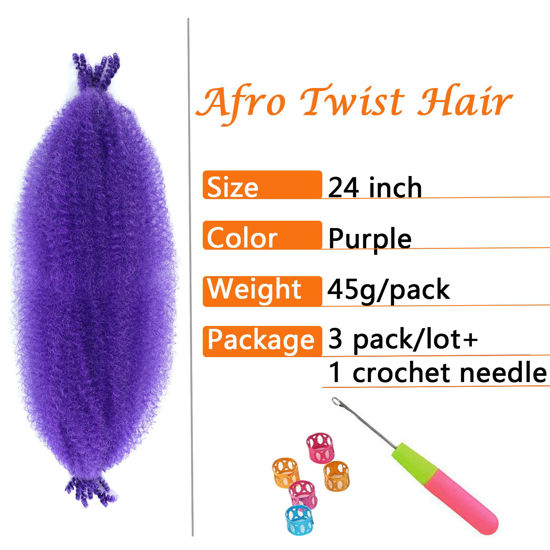 GetUSCart- Springy Afro Twist Hair 24 Inch 3 Packs Purple Color Pre ...
