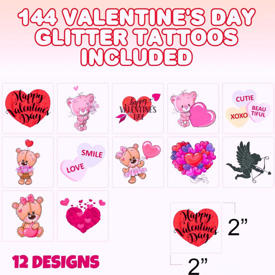 GetUSCart- ArtCreativity Valentines Glitter Tattoos for Kids, 144 Pack ...