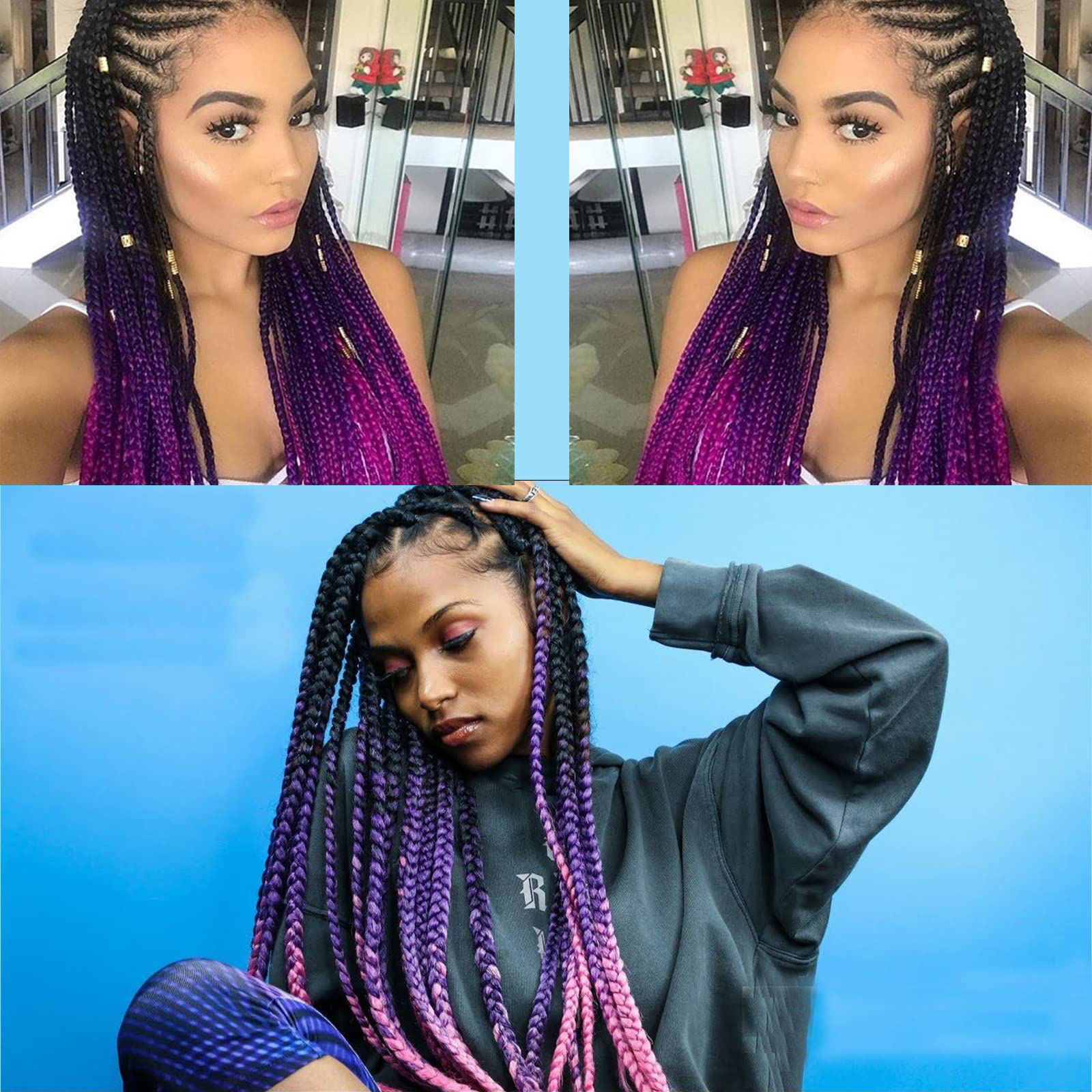 GetUSCart- Liang Dian Pre Stretched Braiding Hair Ombre 36 Inch 8 Packs ...