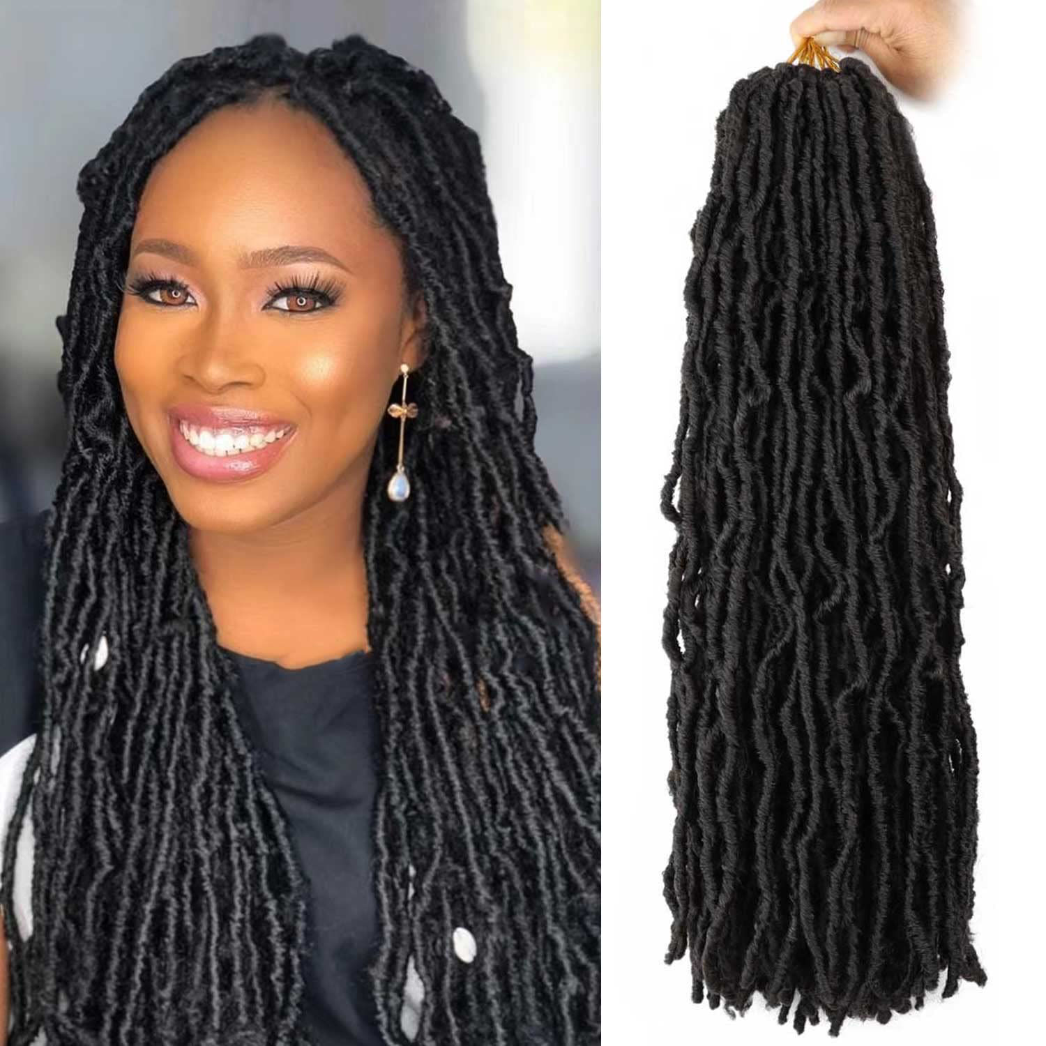 GetUSCart- 24 Inch Faux Locs Crochet Hair Pre Looped 6 Packs Soft Locs ...