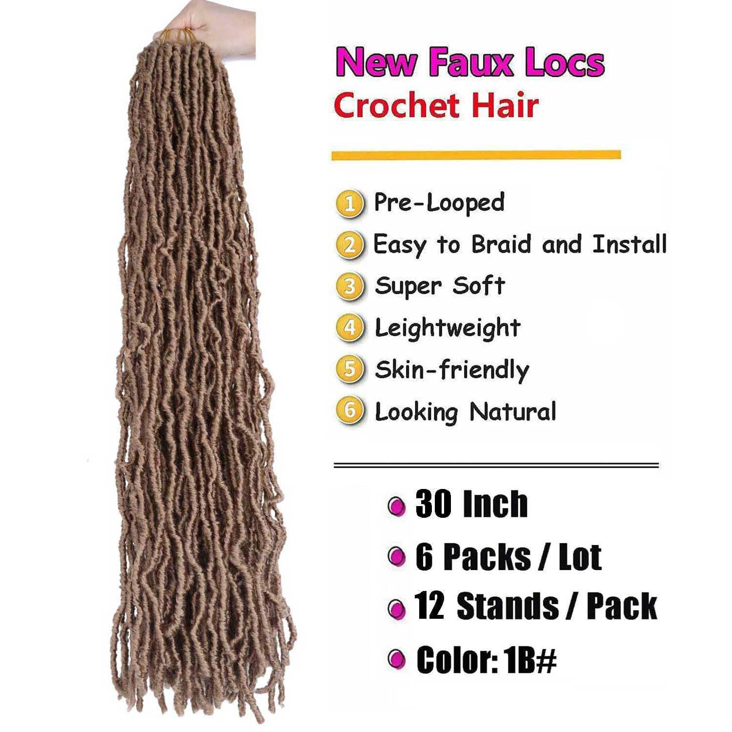 GetUSCart- 30 Inch Soft Locs Crochet Hair 6 Packs Faux Locs Crochet ...