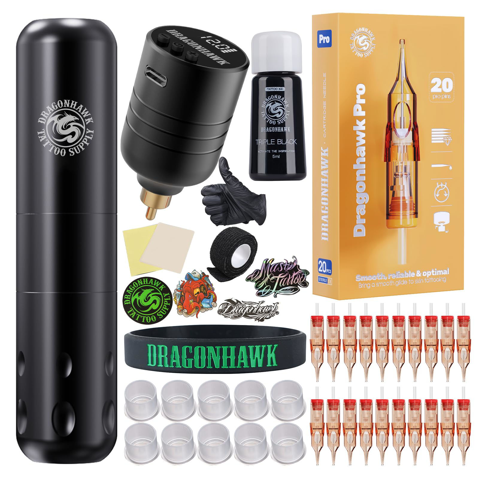 GetUSCart- Dragonhawk S9 Wireless Tattoo Kit, Complete Rotary Tattoo ...