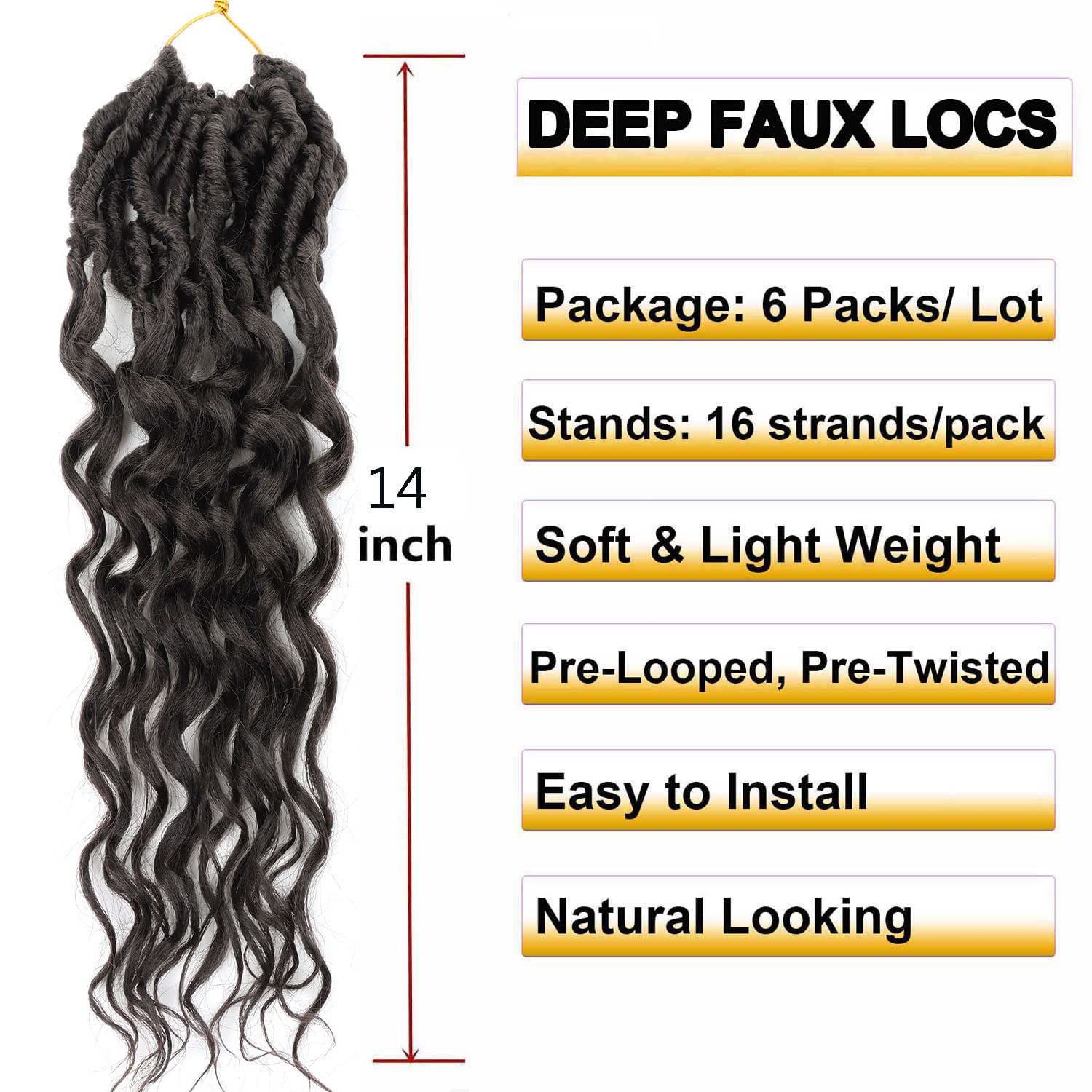 GetUSCart- Hayalisha 6 Pack Faux Locs Crochet Hair 14 inch Soft Locs ...