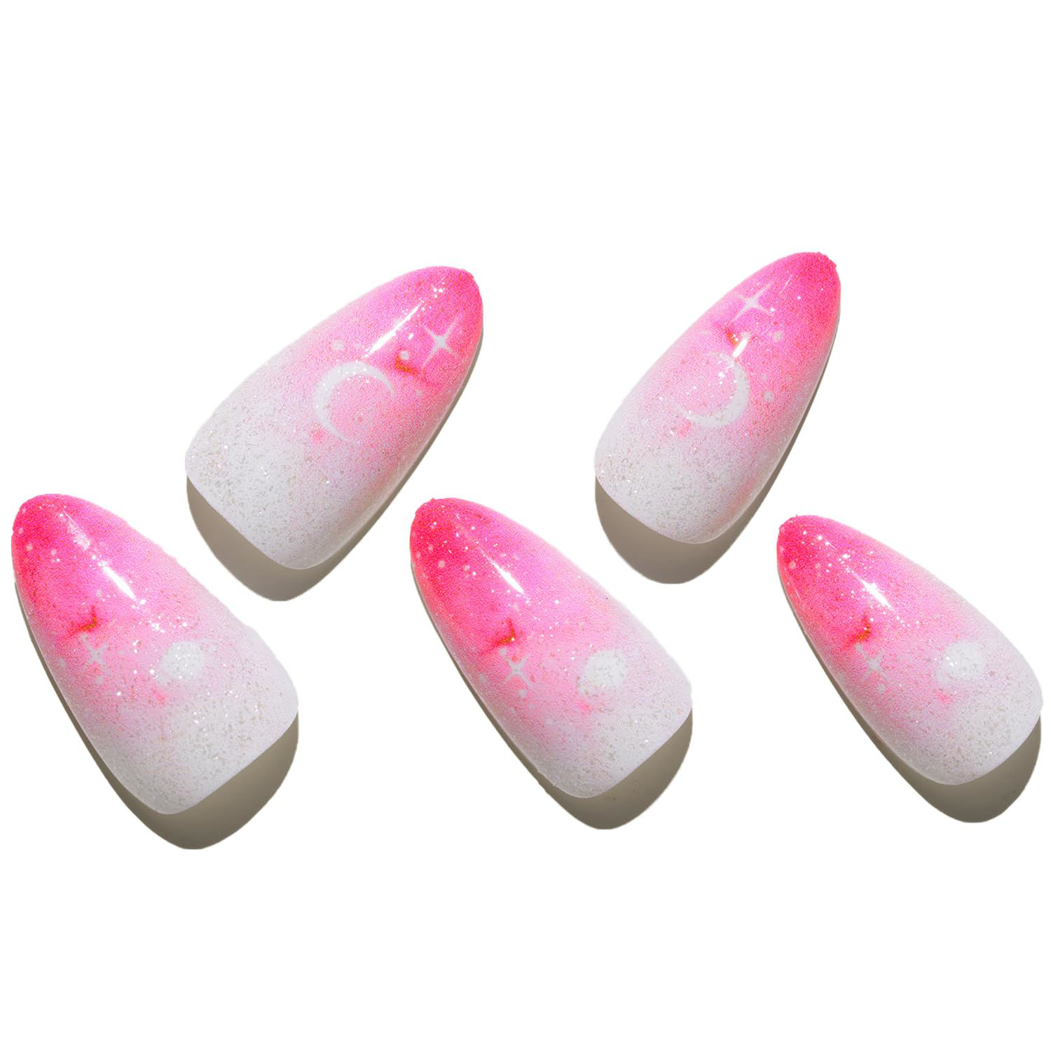 GetUSCart- GLAMERMAID Hot Pink Ombre Press on Nails Short Almond ...