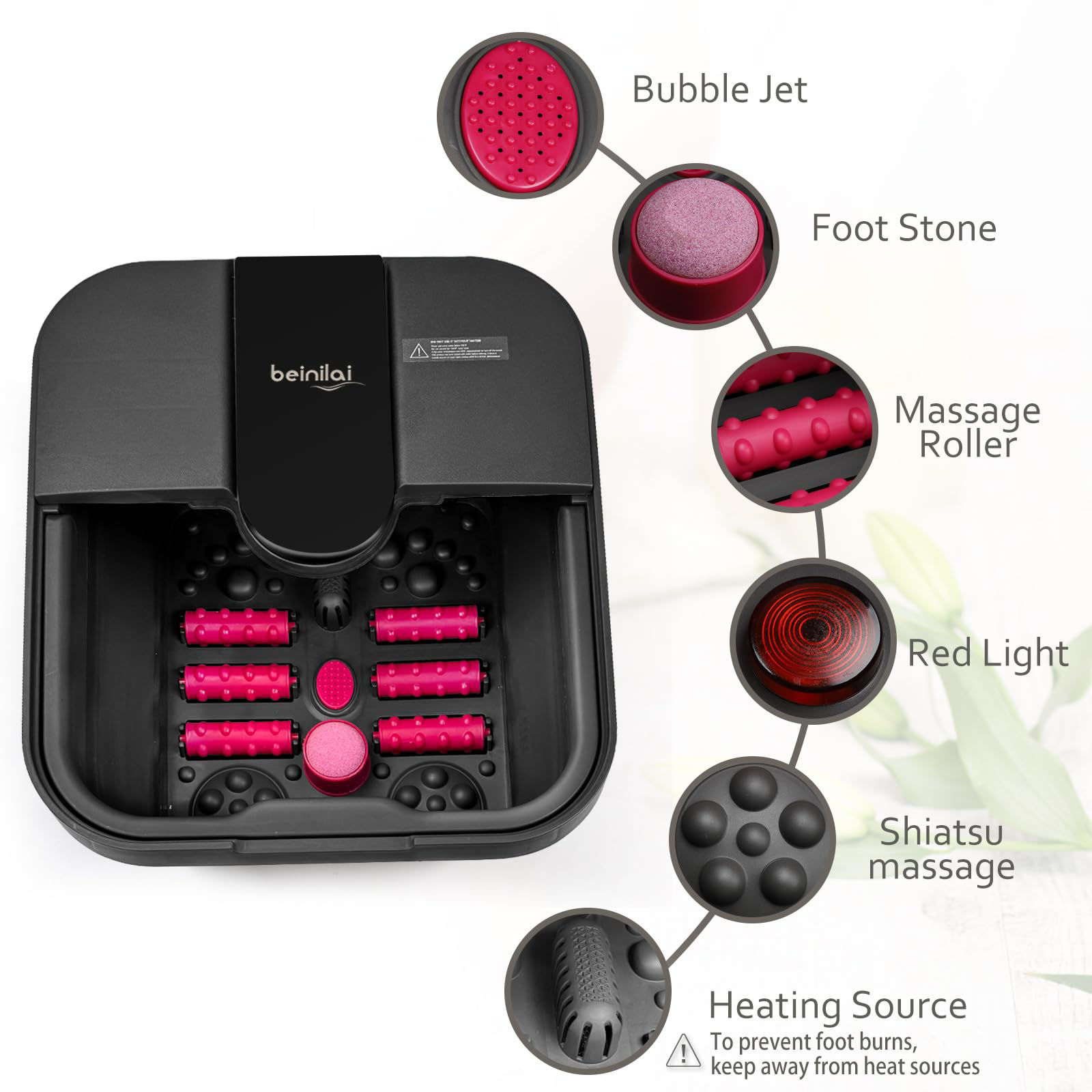 GetUSCart- Beinilai Collapsible Foot Spa,Foot Bath with Heat and ...