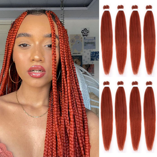 GetUSCart- Leeven 16 Inch 8 Packs Pre Stretched Braiding Hair Ginger ...