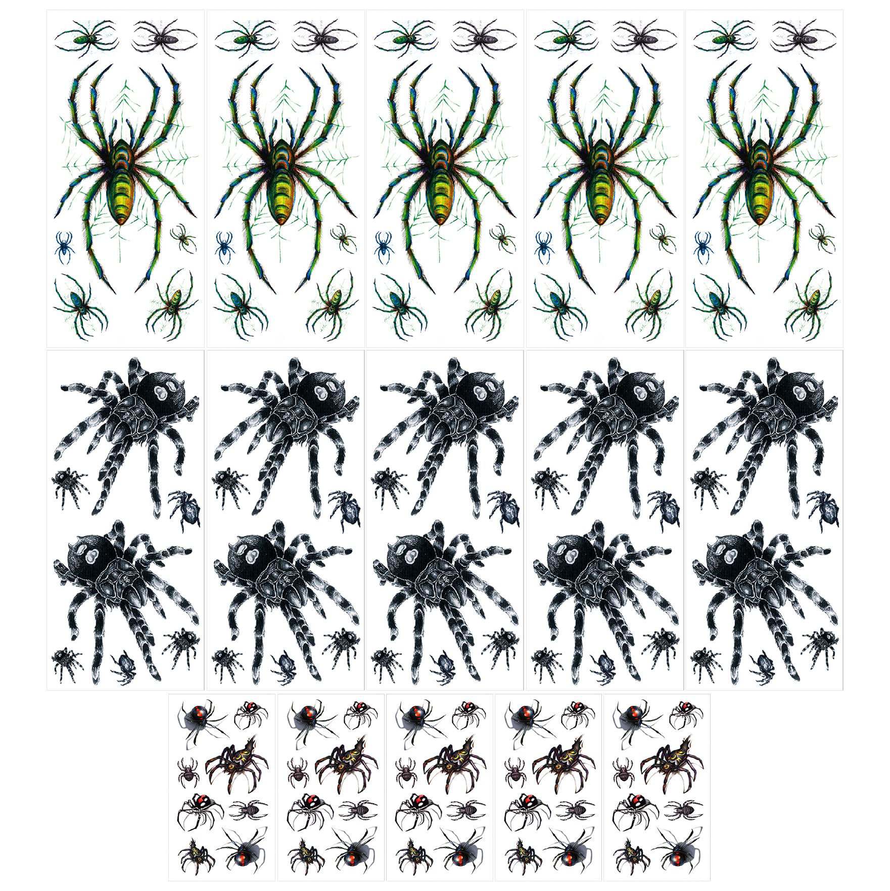 GetUSCart- Spider Temporary Face Tattoo, Fake Halloween Spider Tattoos ...
