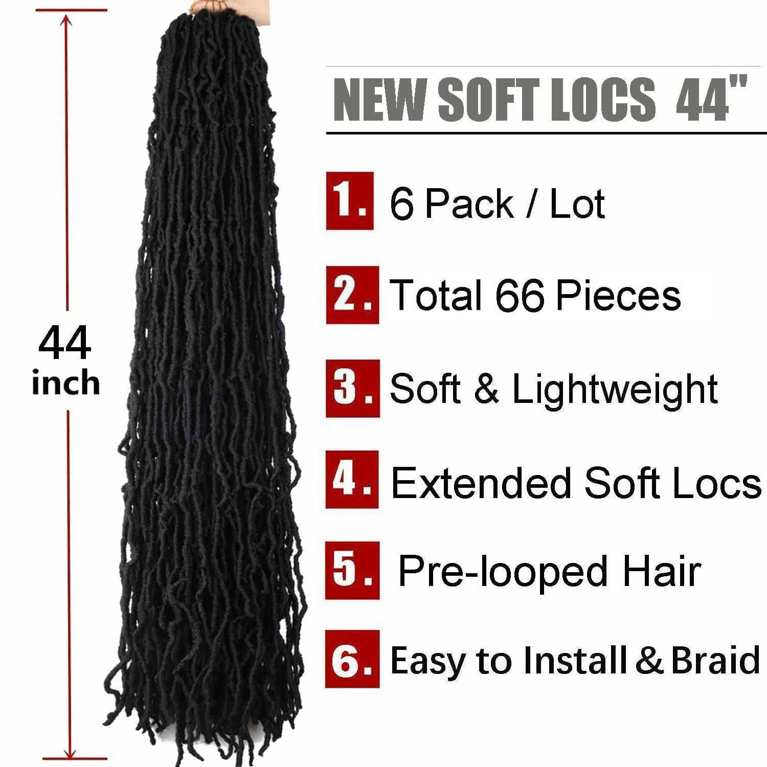 GetUSCart- 40 Inch Super Long Soft Locs Crochet Hair Pre Looped 6 Packs ...