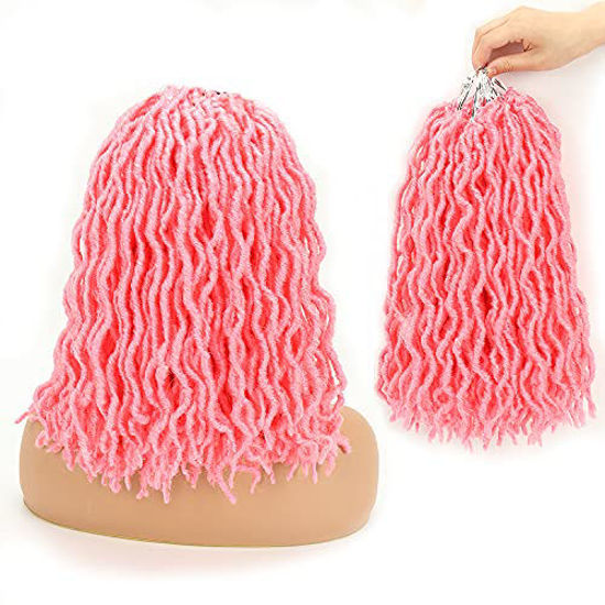 GetUSCart- Eliza Wavy Gypsy Locs Crochet Hair 14" 8Packs Pink Goddess ...