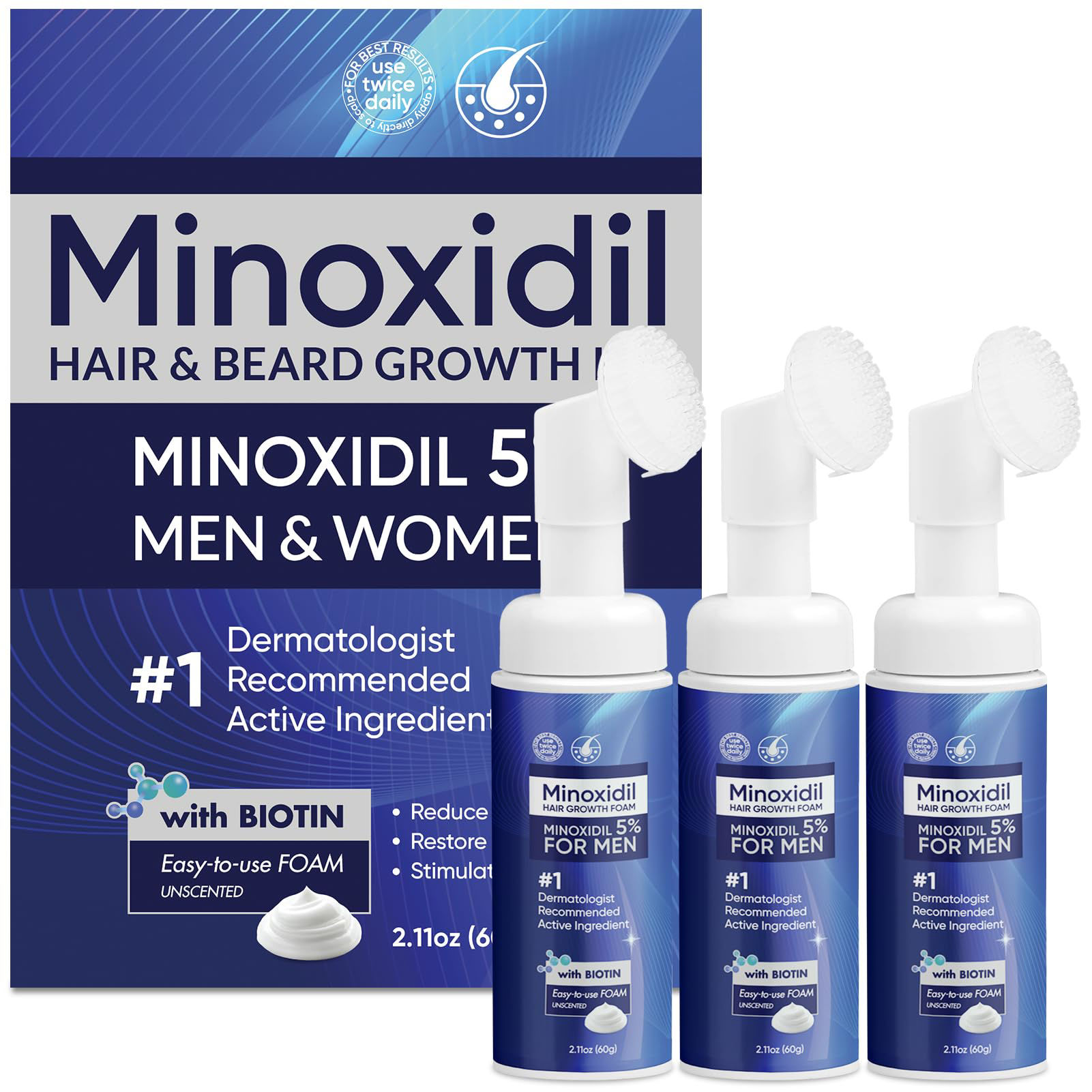GetUSCart- 5% Minoxidil Foam 3PCS, 5% Minoxidil for Men Foam, Minoxidil ...