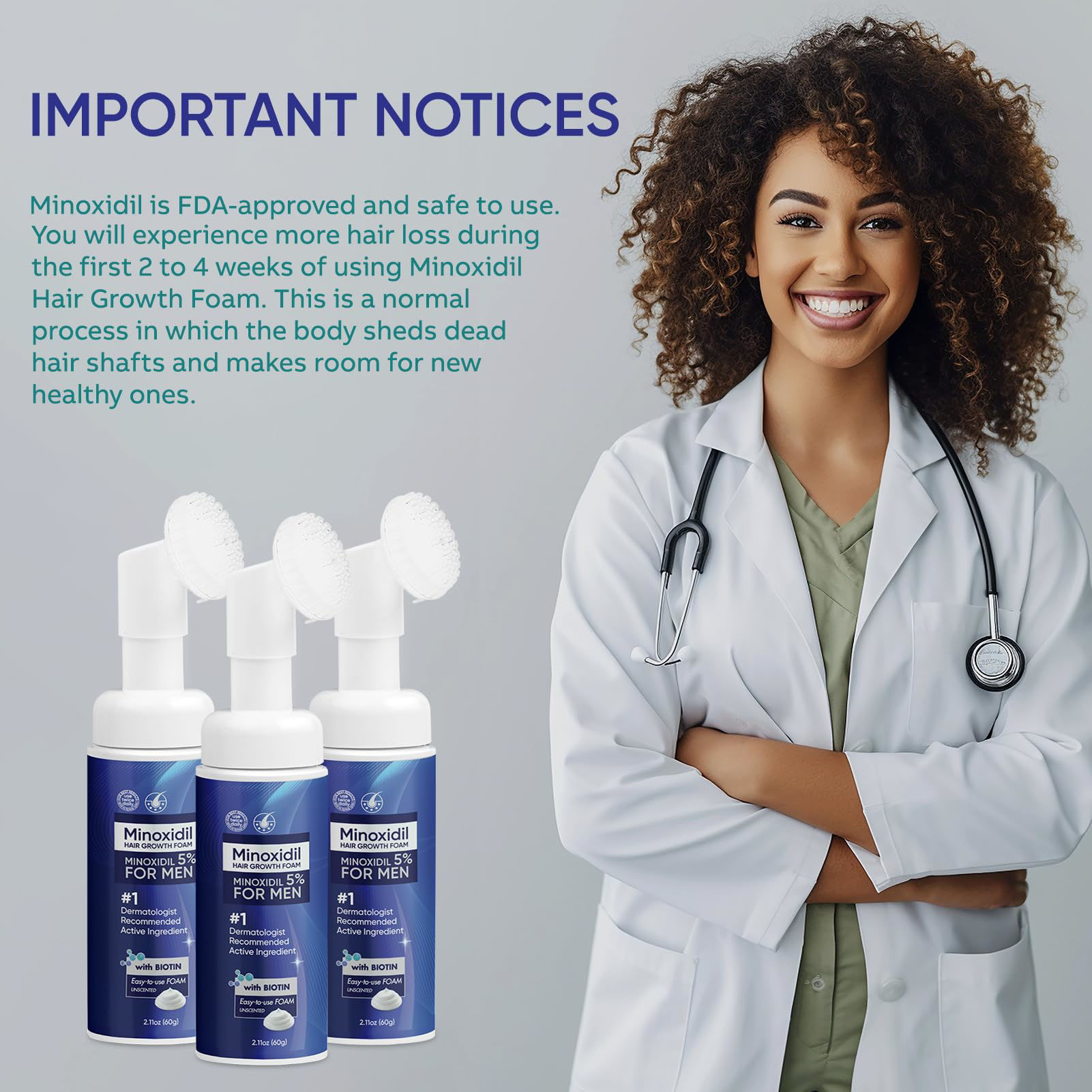 GetUSCart- 5% Minoxidil Foam 3PCS, 5% Minoxidil for Men Foam, Minoxidil ...