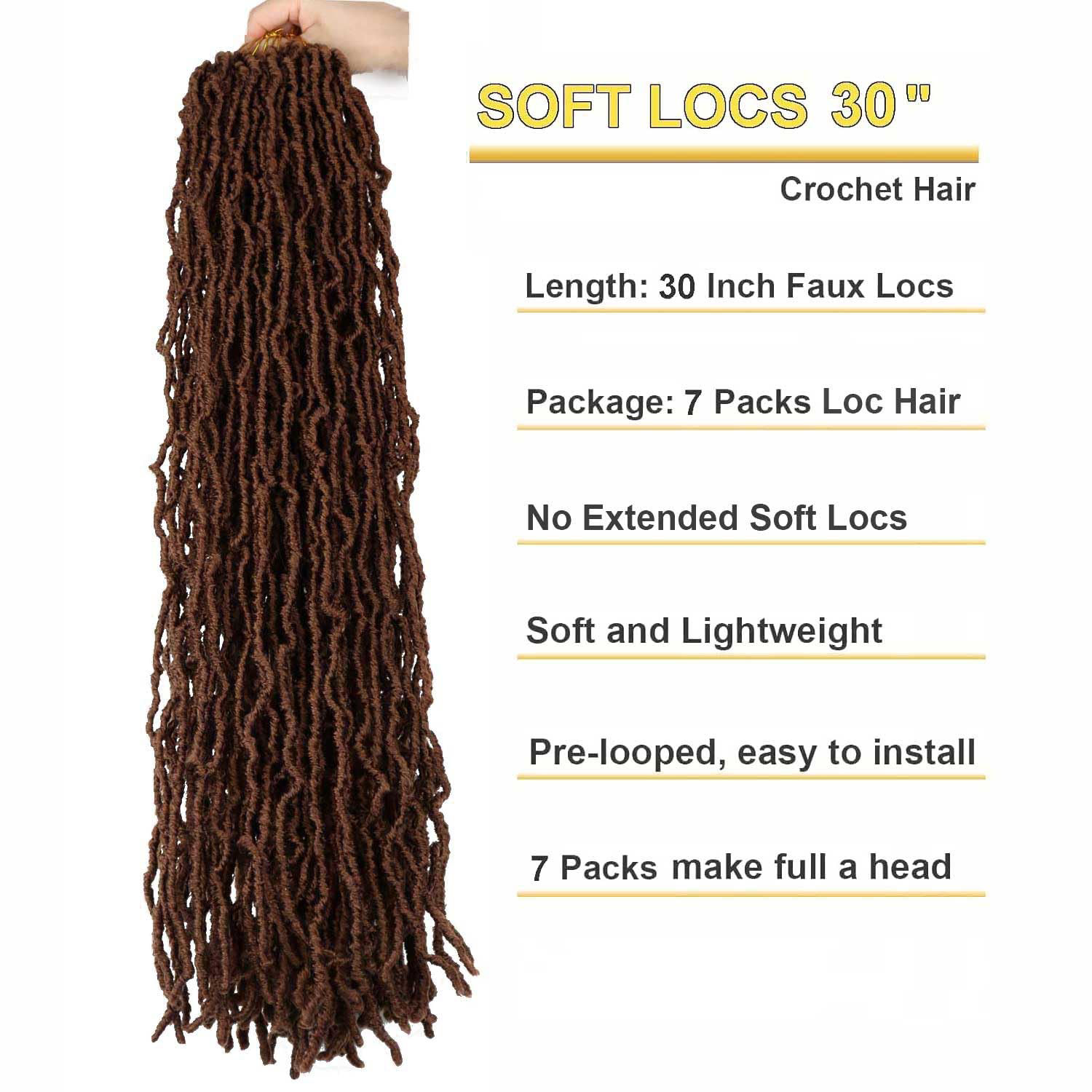 GetUSCart- 7 Packs Faux Locs Crochet Hair 30 Inch Soft Locs for ...