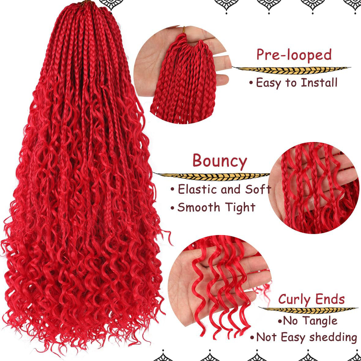GetUSCart- Beverlee 18 Inch Boho Box Braids 8 Packs Goddess Box Braids ...