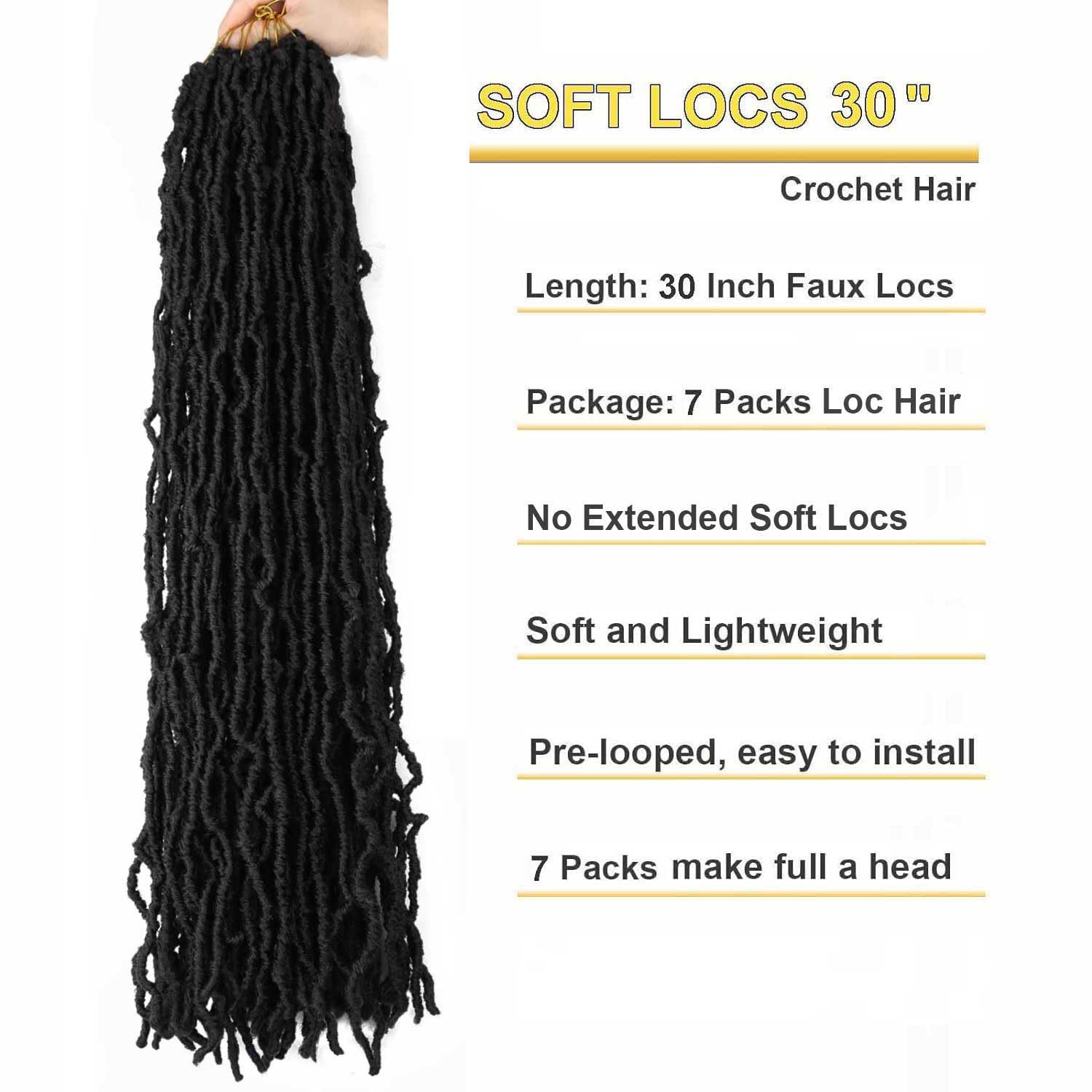 GetUSCart- 7 Packs Faux Locs Crochet Hair 30 Inch Soft Locs for ...