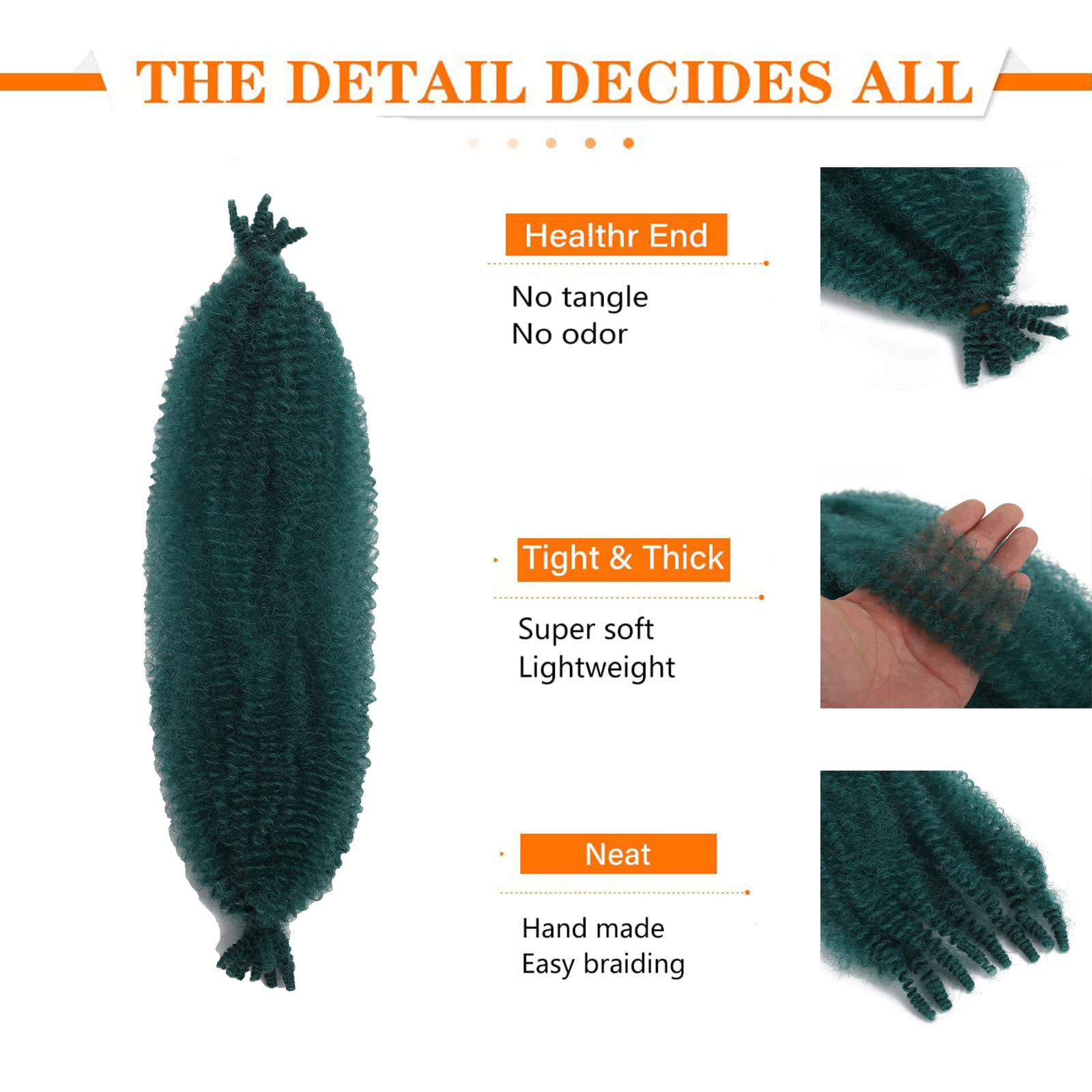 GetUSCart- 3 Packs Springy Afro Twist Hair 10 inch Green# Pre-Separated ...