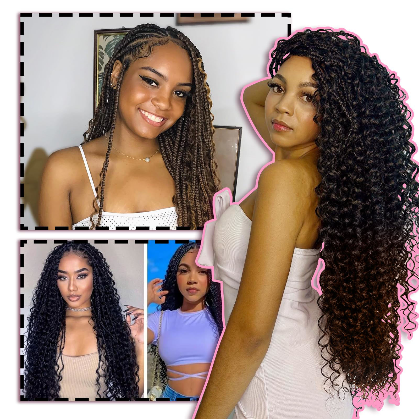 GetUSCart- 8 Packs Crochet Box Braids- Boho Box Braids Crochet Braids ...