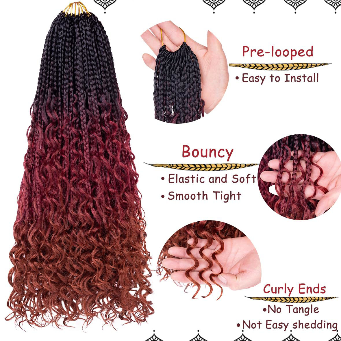 GetUSCart- Beverlee 18 Inch Boho Box Braids 8 Packs Goddess Box Braids ...