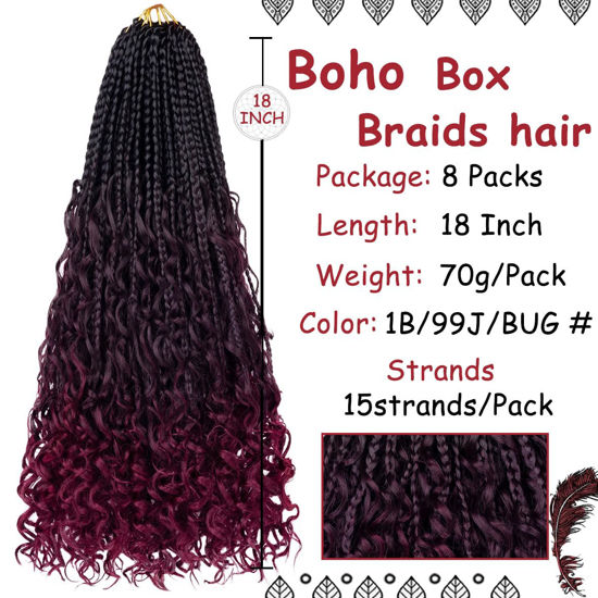 GetUSCart- Beverlee 18 Inch Boho Box Braids 8 Packs Goddess Box Braids ...