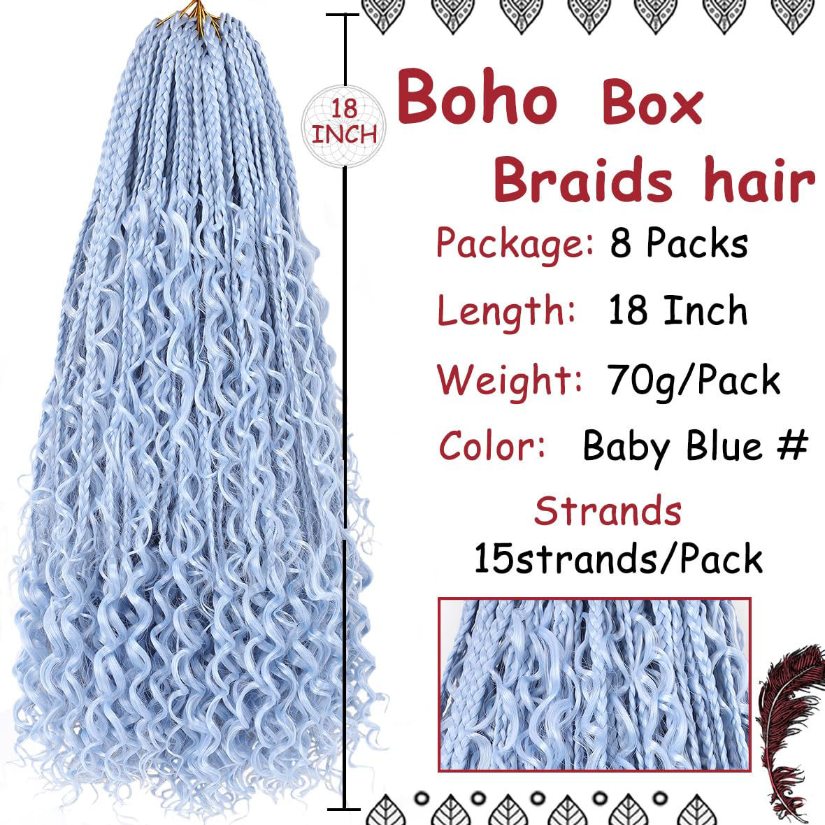 GetUSCart- Beverlee 18 Inch Boho Box Braids 8 Packs Goddess Box Braids ...