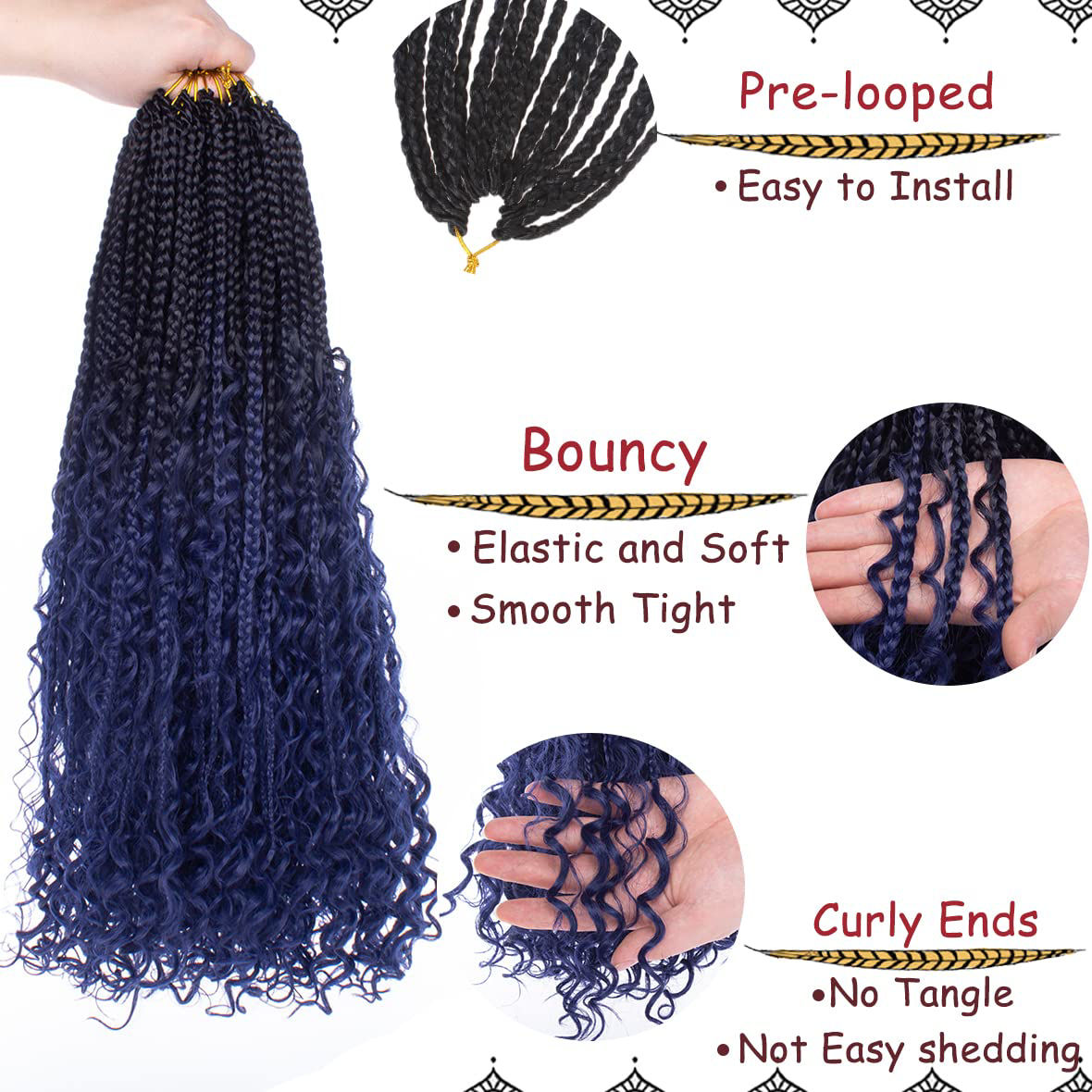 GetUSCart- Beverlee Boho Box Braids 8 Packs Goddess Box Braids 18 Inch ...