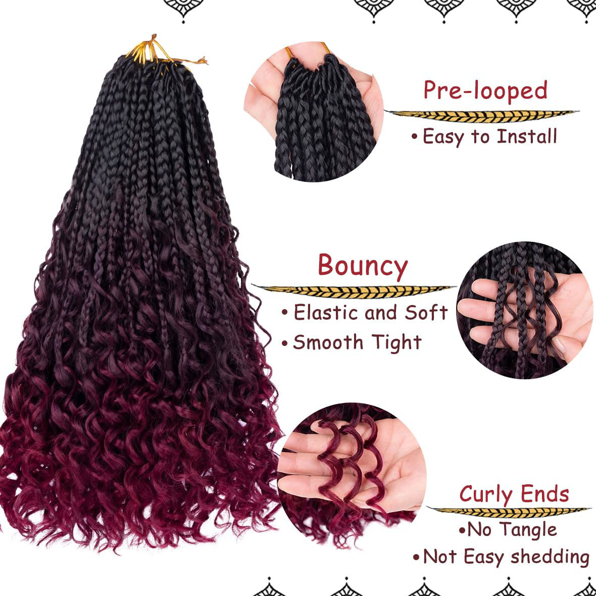 GetUSCart- Beverlee 14 Inch Boho Box Braids 8 Packs Goddess Box Braids ...