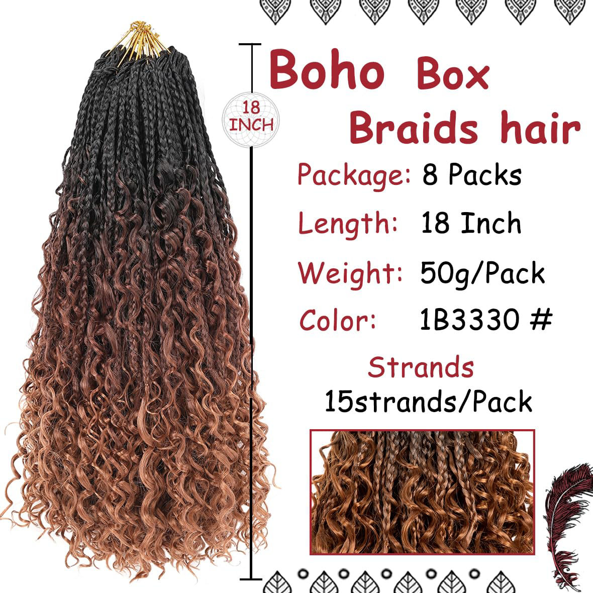 GetUSCart- Beverlee 18 Inch Boho Box Braids 8 Packs Goddess Box Braids ...