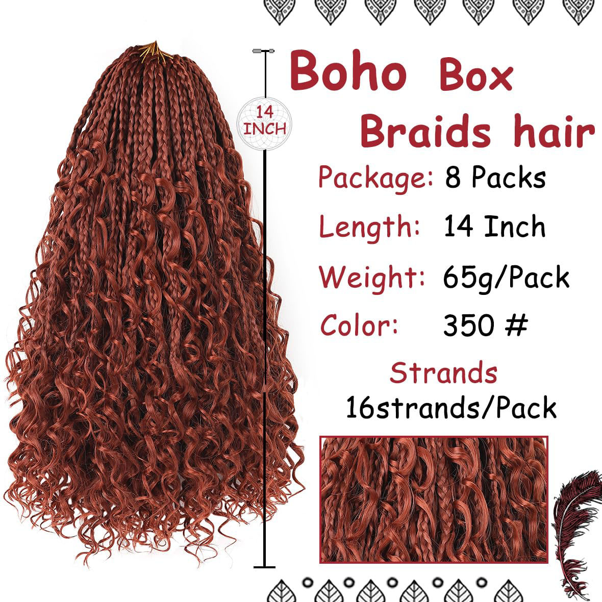 GetUSCart- Beverlee 14 Inch Boho Box Braids 8 Packs Goddess Box Braids ...
