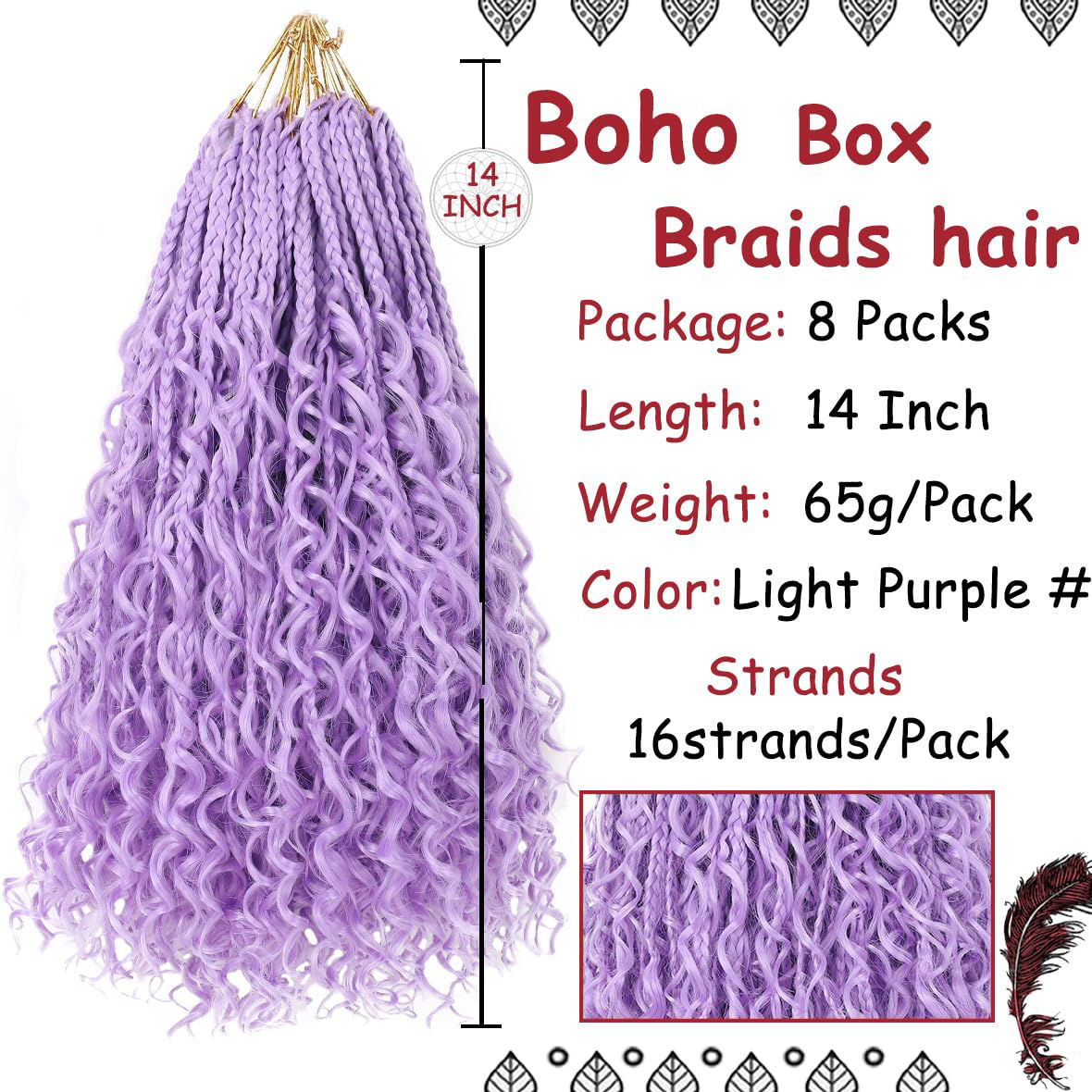 GetUSCart- Beverlee 14 Inch Boho Box Braids 8 Packs Goddess Box Braids ...