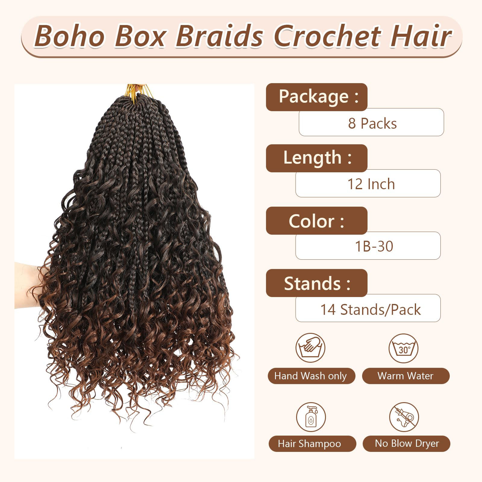 GetUSCart- 8 Packs Goddess Box Braids Crochet Hair-12 Inch Crochet Box ...