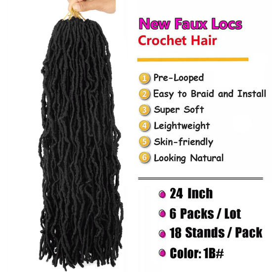 GetUSCart- 24 Inch Soft Locs Crochet Hair Pre Looped 6 Packs Faux Locs ...