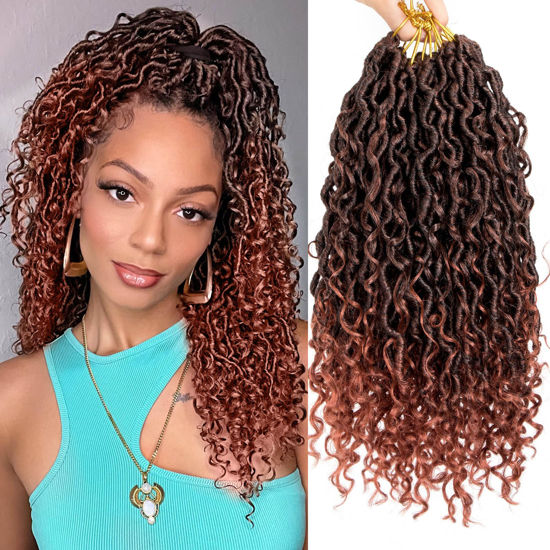 GetUSCart- 14 Inch 8 Packs Goddess Locs Crochet Hair Pre Looped Faux ...