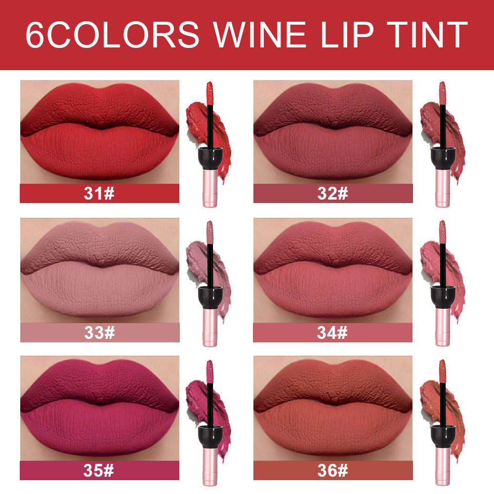 GetUSCart- evpct Wine Bottle Lip Tint Stain 6 Colors Set Ruby Red ...