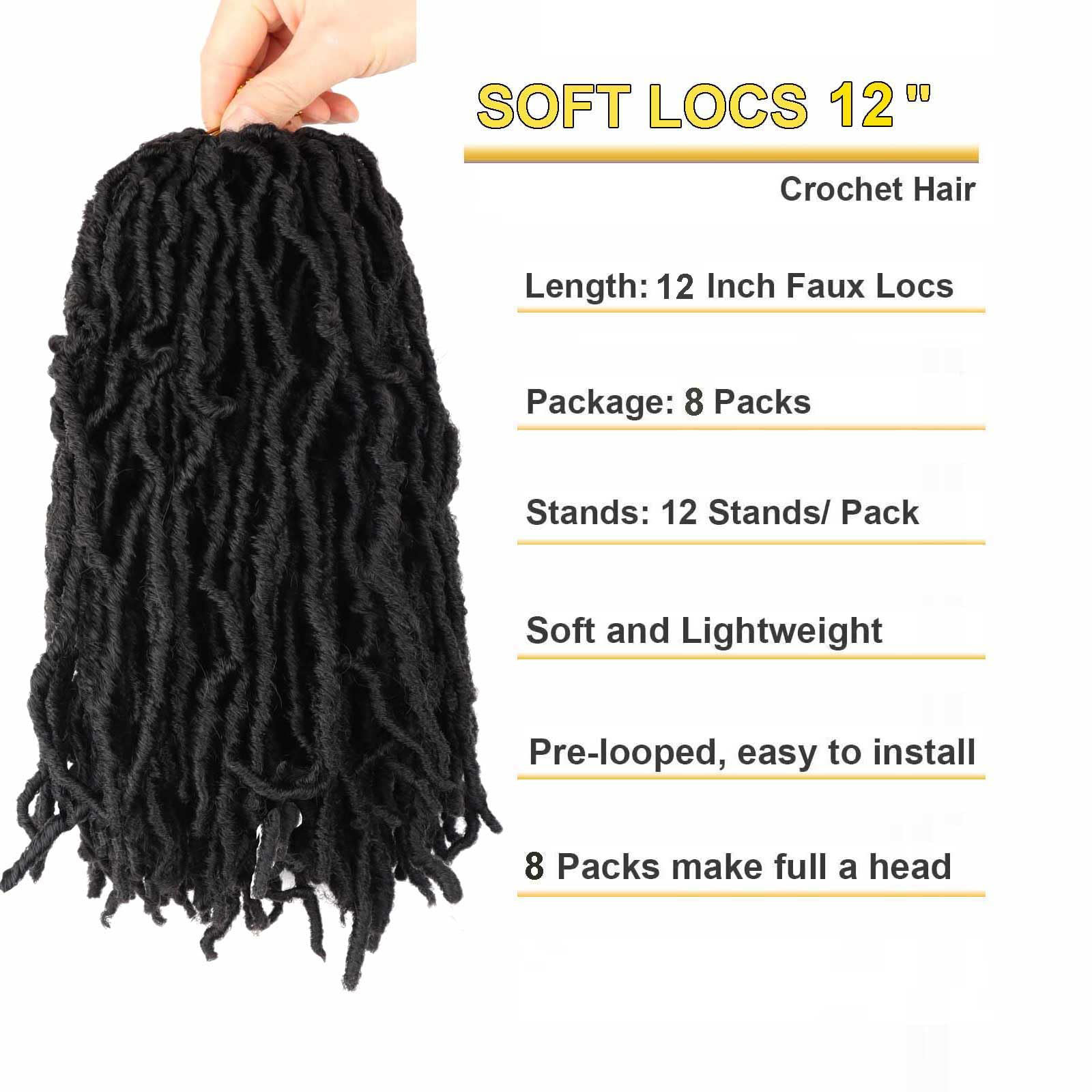 GetUSCart- 8 Packs Short Faux Locs Crochet Braids 12 Inch Soft Locs ...