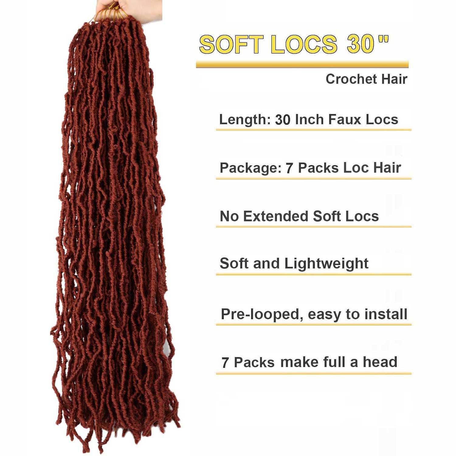 GetUSCart- 7 Packs Faux Locs Crochet Hair 30 Inch Soft Locs for ...