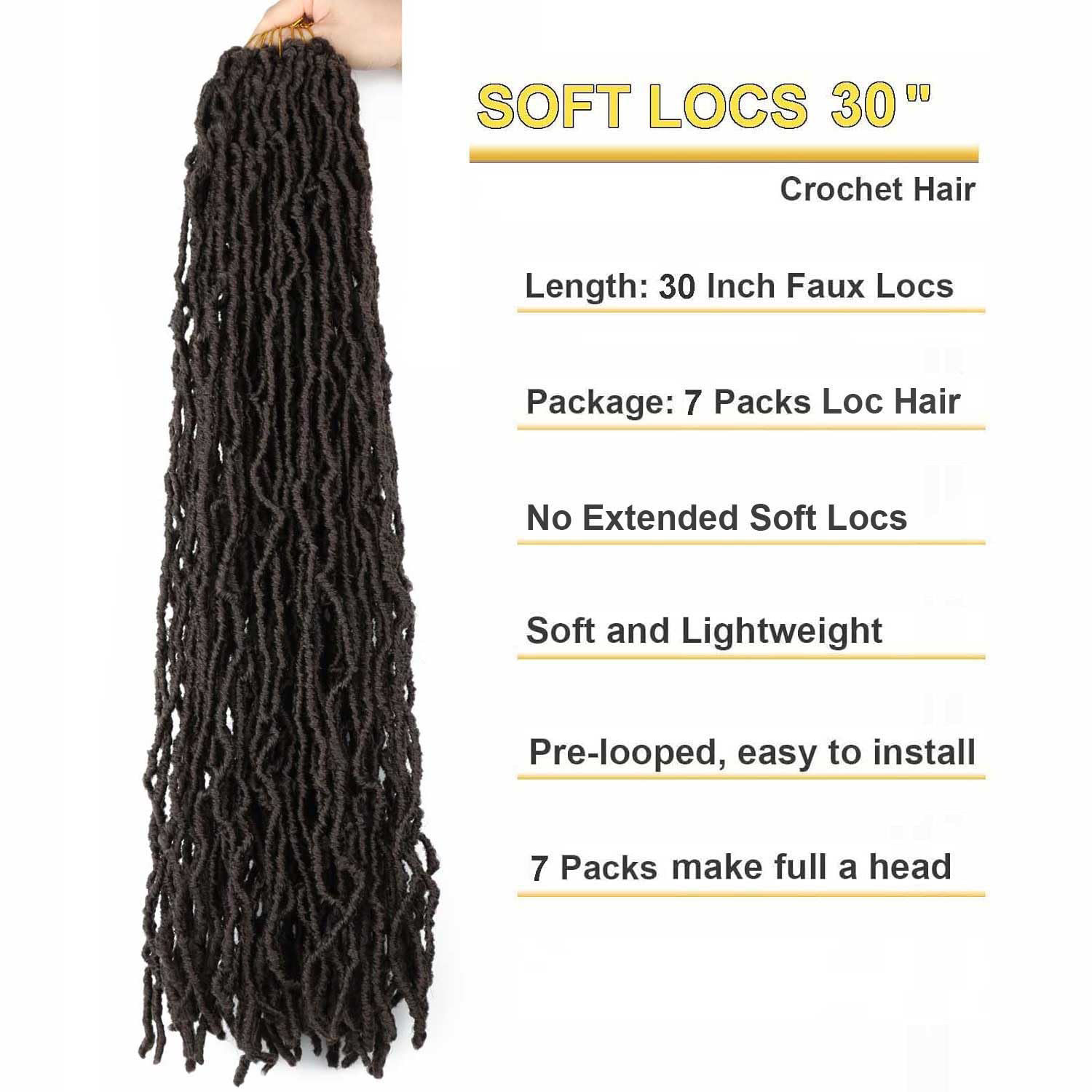 GetUSCart- 7 Packs Faux Locs Crochet Hair 30 Inch Soft Locs for ...