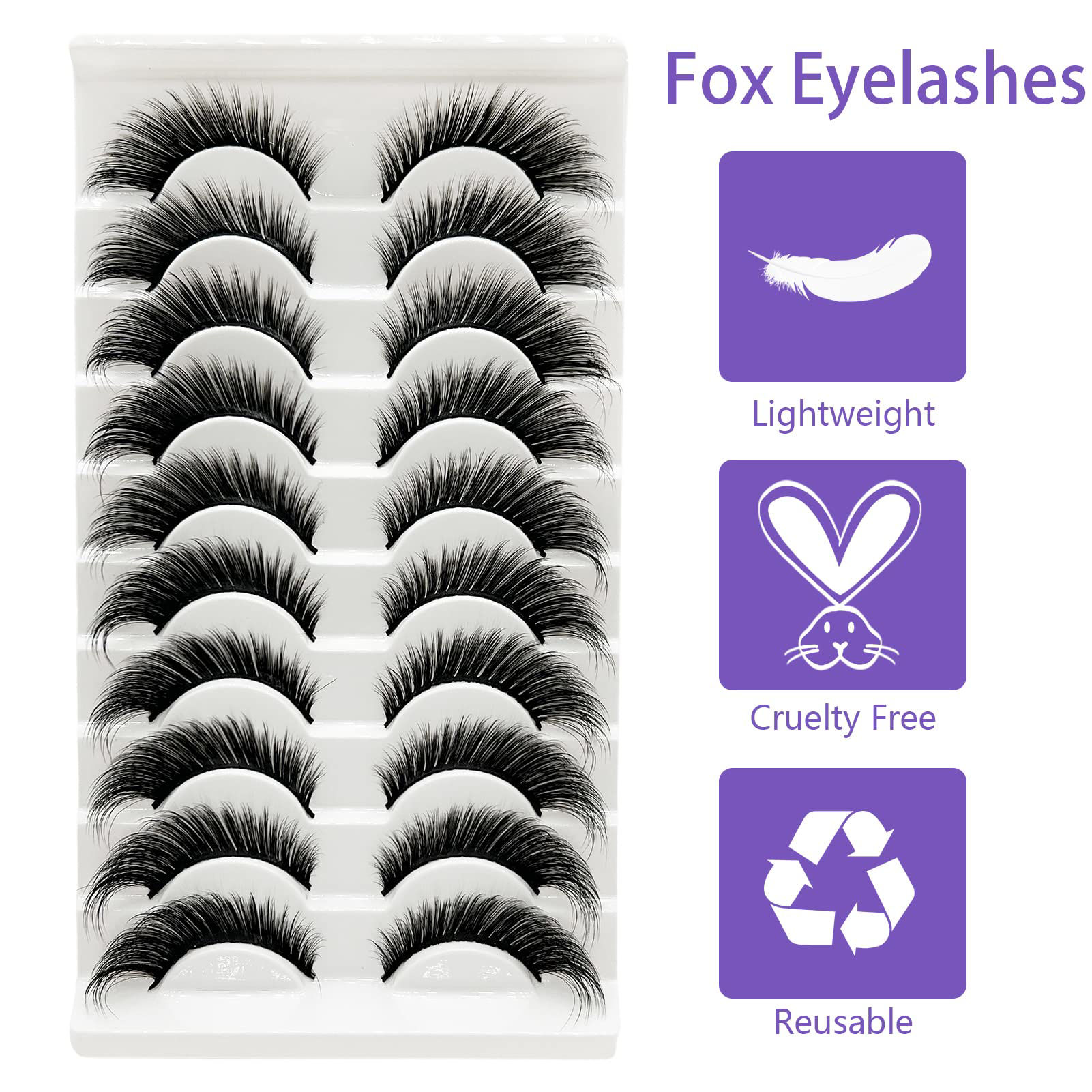 GetUSCart- Fox Eye Lashes Mink Fluffy 3D Wispy Cat Eye Lashes That Look ...