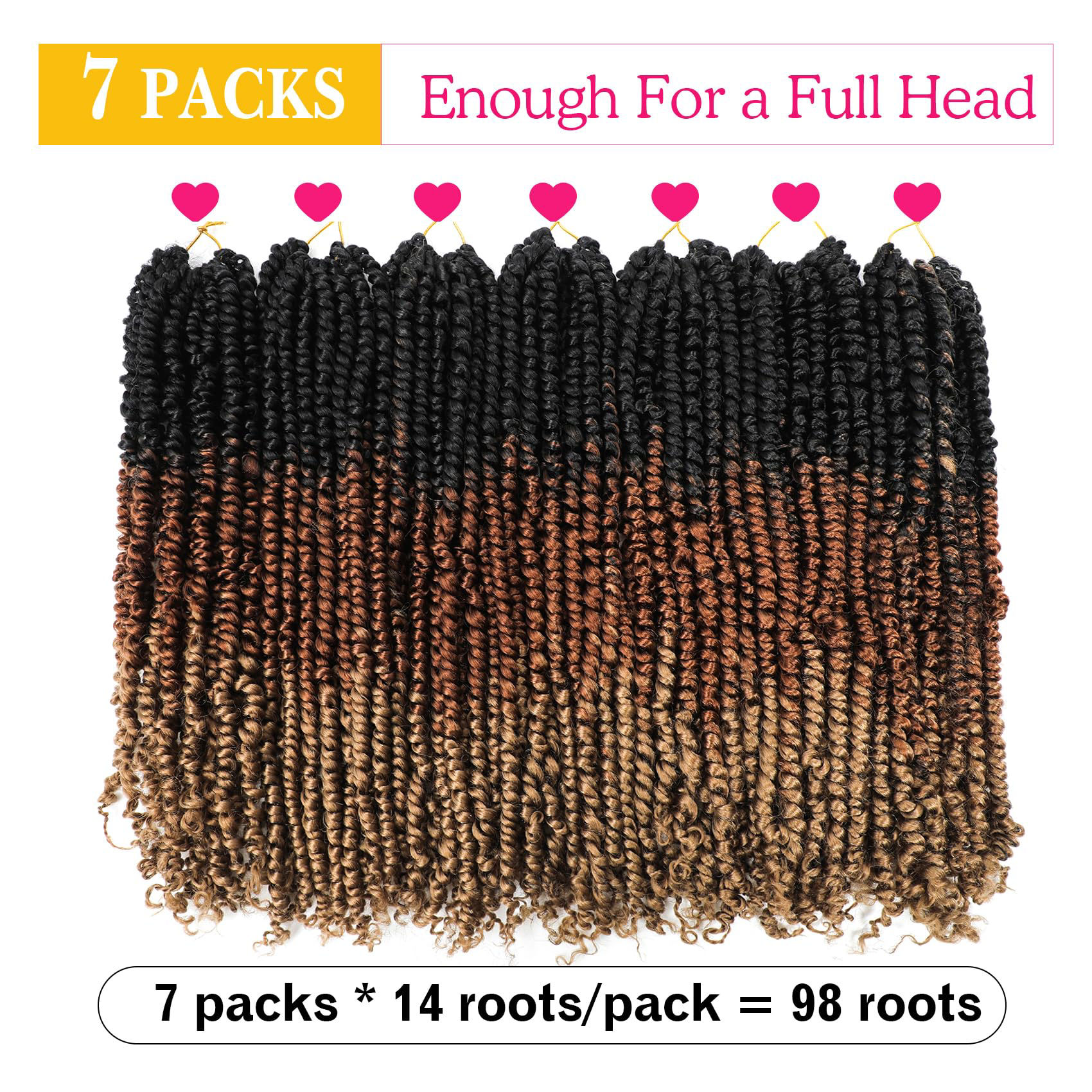GetUSCart- Karida Passion Twist Hair 16 Inch, 7 Packs Pre Twisted ...