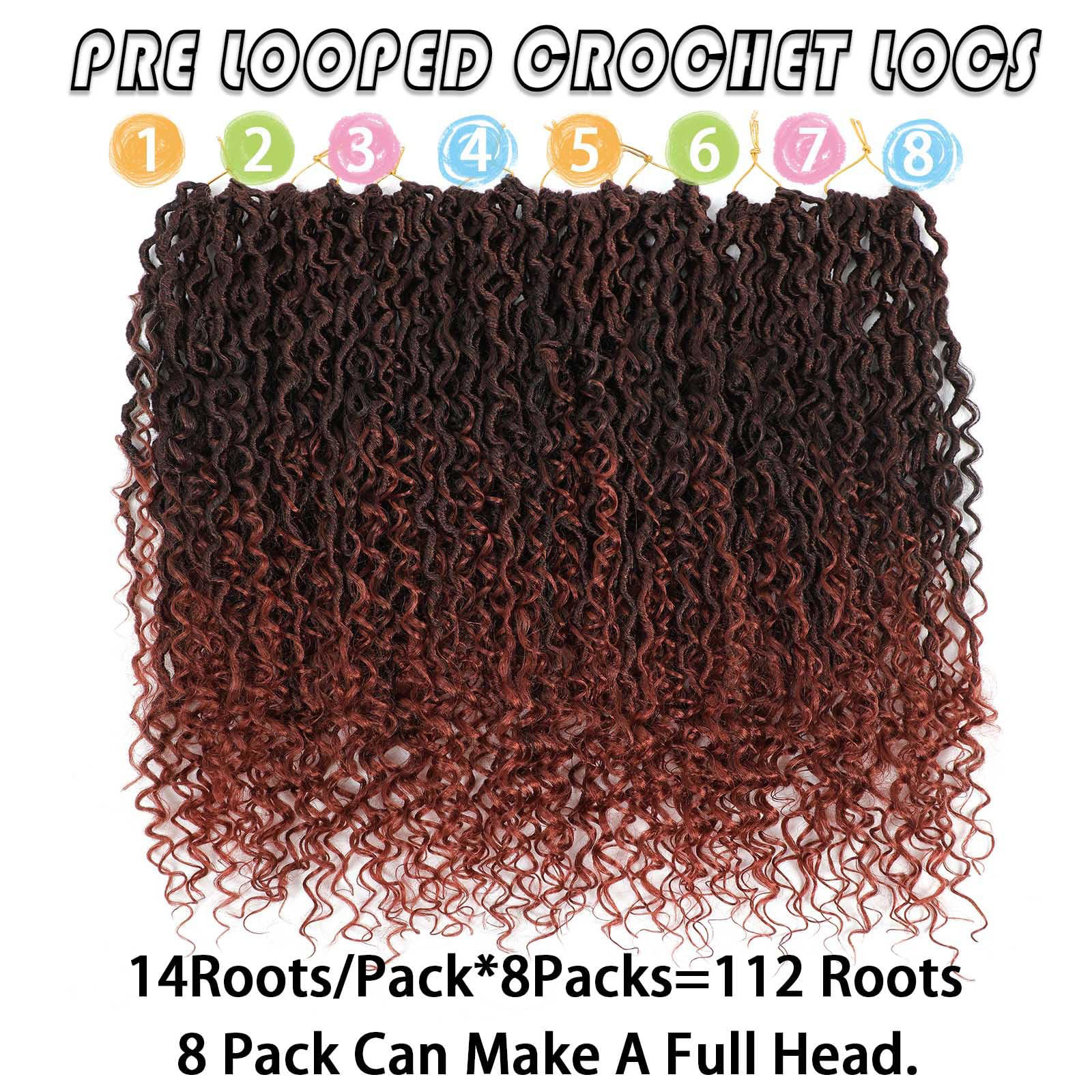 GetUSCart- Burgundy Goddess Locs Crochet Hair 24 Inch 8 Packs Natural ...