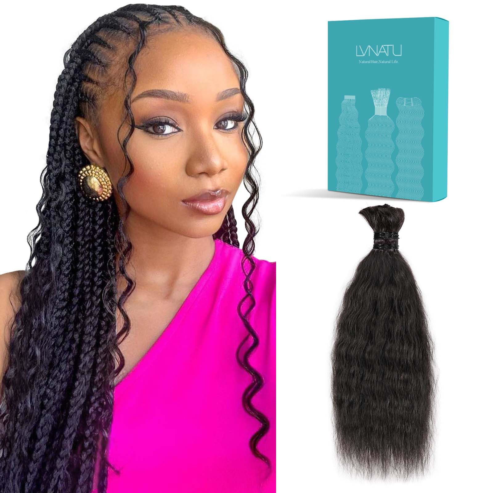 GetUSCart- Lvnatu Human Braiding Hair Wet and Wavy for Boho Braids ...