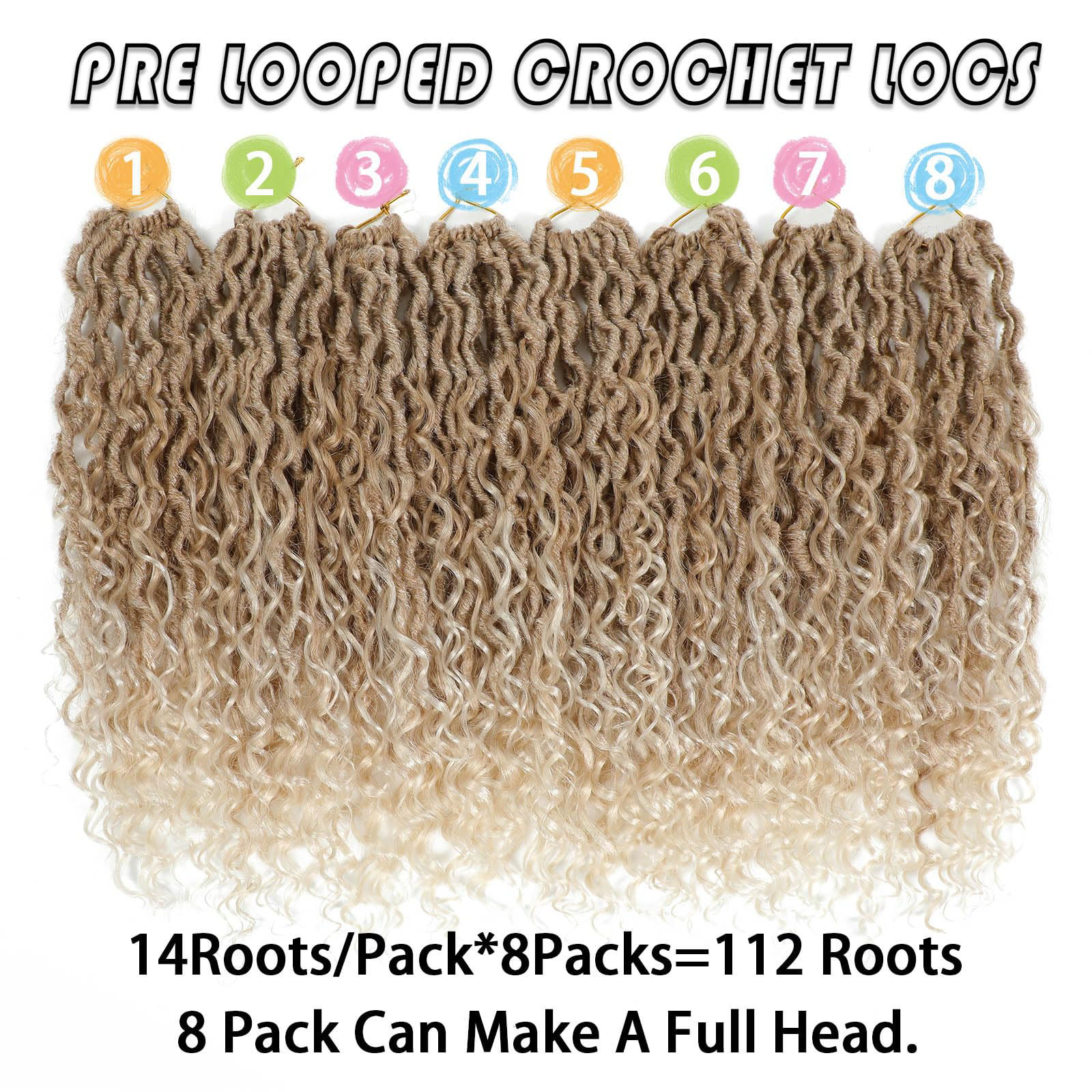 GetUSCart- Col Bling 14 Inch Goddess Locs Crochet Hair 8 Packs Faux ...