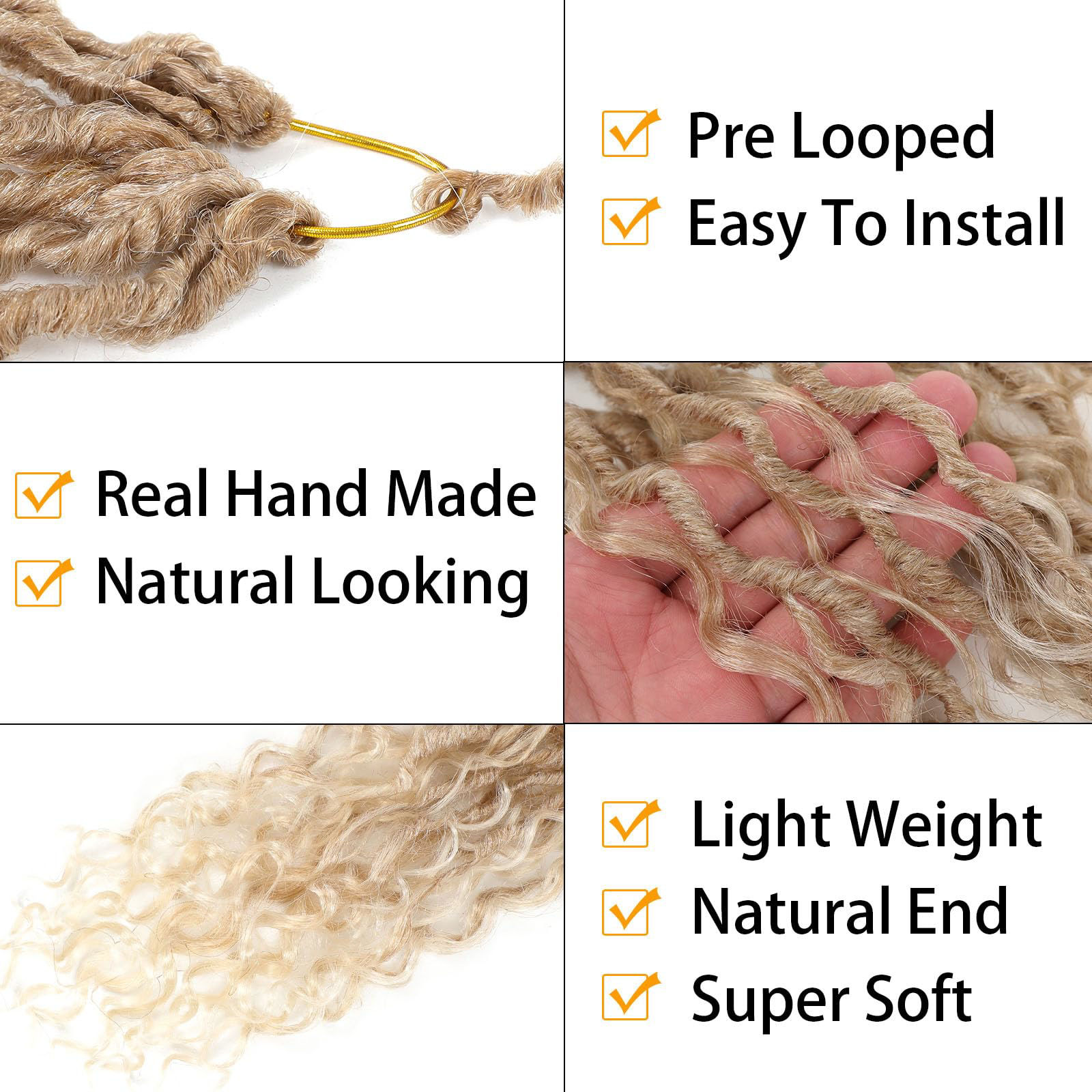 GetUSCart- Col Bling 14 Inch Goddess Locs Crochet Hair 8 Packs Faux ...