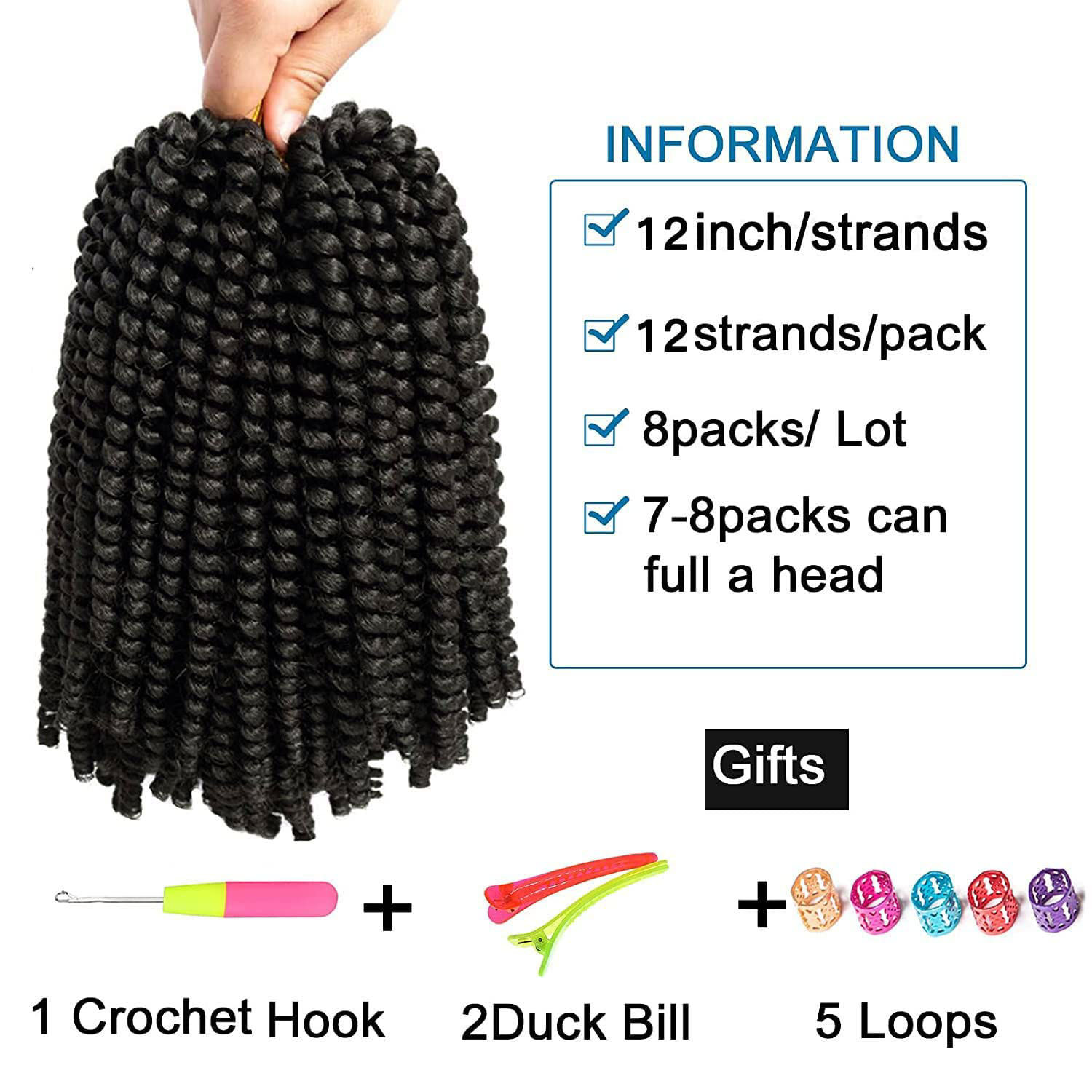 GetUSCart- Spring Twist Hair 12 inch 8 packs Spring Twist Crochet Hair ...