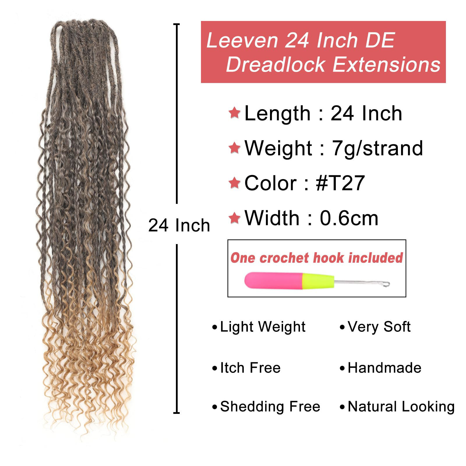 GetUSCart- Leeven Synthetic Double Ended Boho Dreadlock Extensions 24 ...