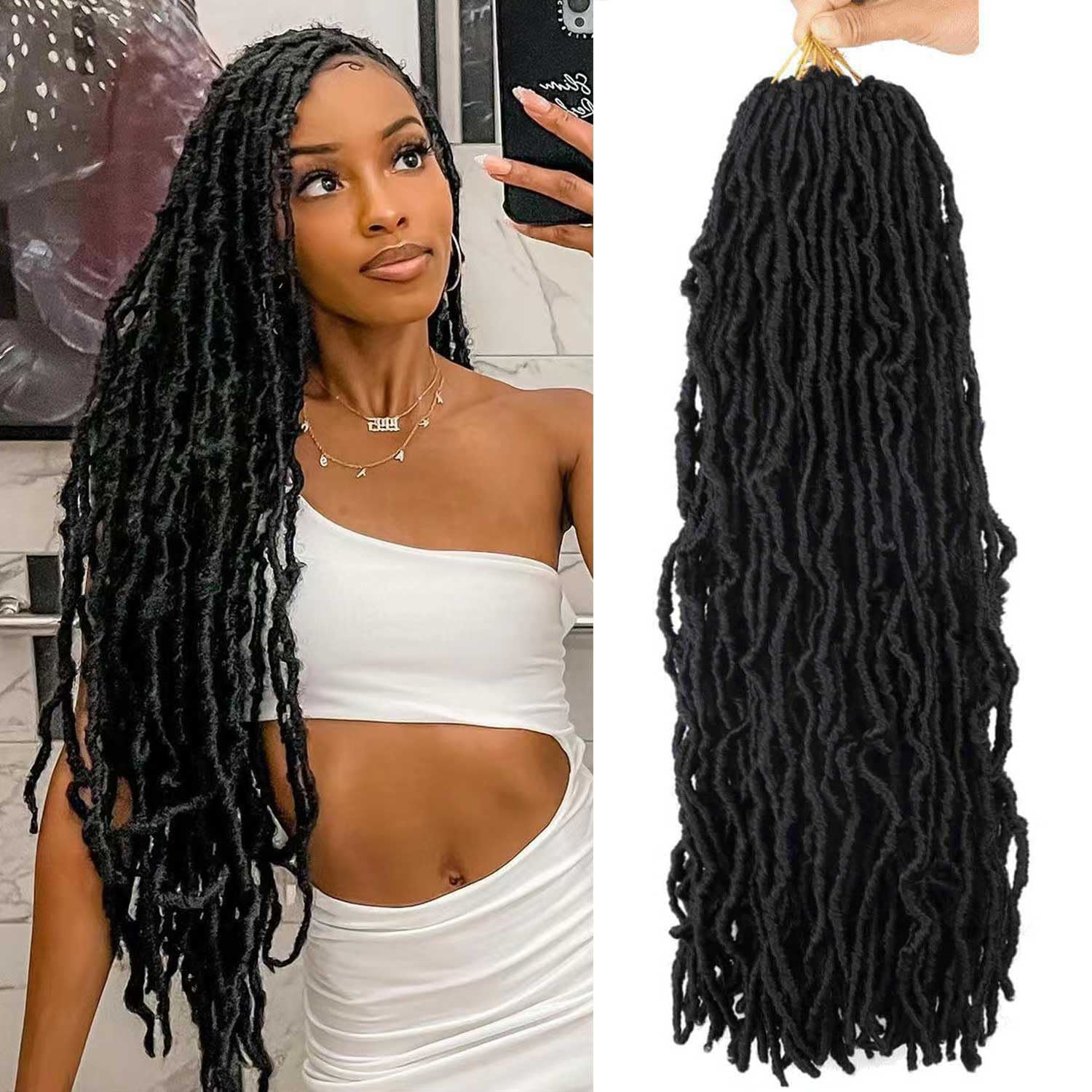 GetUSCart- 24 Inch Faux Locs Crochet Hair Pre Looped 6 Packs Soft Locs ...