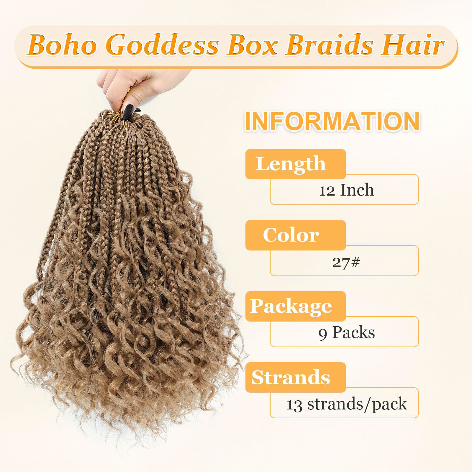 GetUSCart- Yewell Goddess Box Braids Crochet Hair 12 Inch Boho Crochet ...