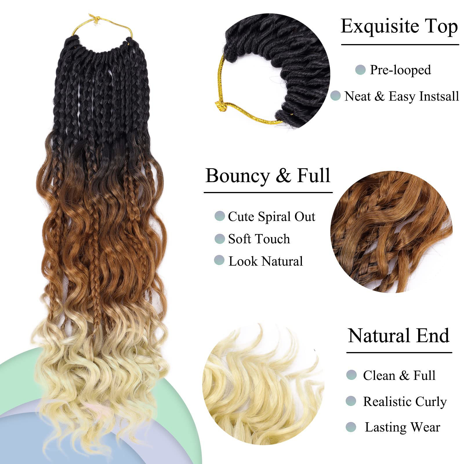GetUSCart- Goddess Box Braids Crochet Hair 12 Inch Bohemian Box Braids ...
