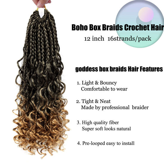 GetUSCart- Goddess Box Braids Crochet Hair 12 Inch Bohemian Box Braids ...