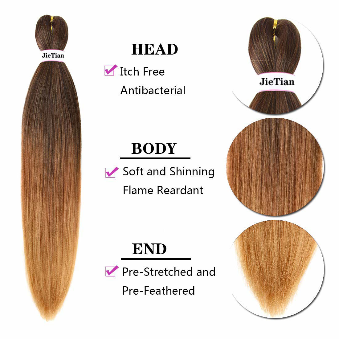 GetUSCart- Liang Dian Pre Stretched Braiding Hair Ombre 36 Inch 8 Packs ...