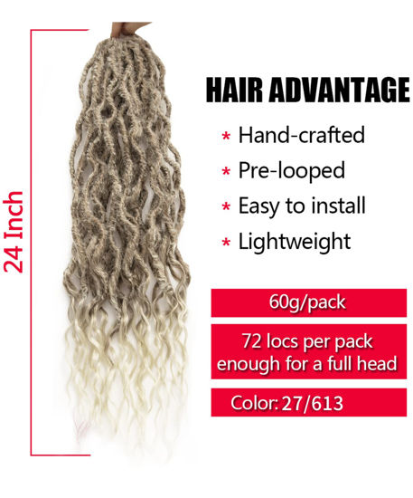 GetUSCart- Faux Locs Crochet Hair 24Inch 6Packs Wavy Pre-looped Goddess ...