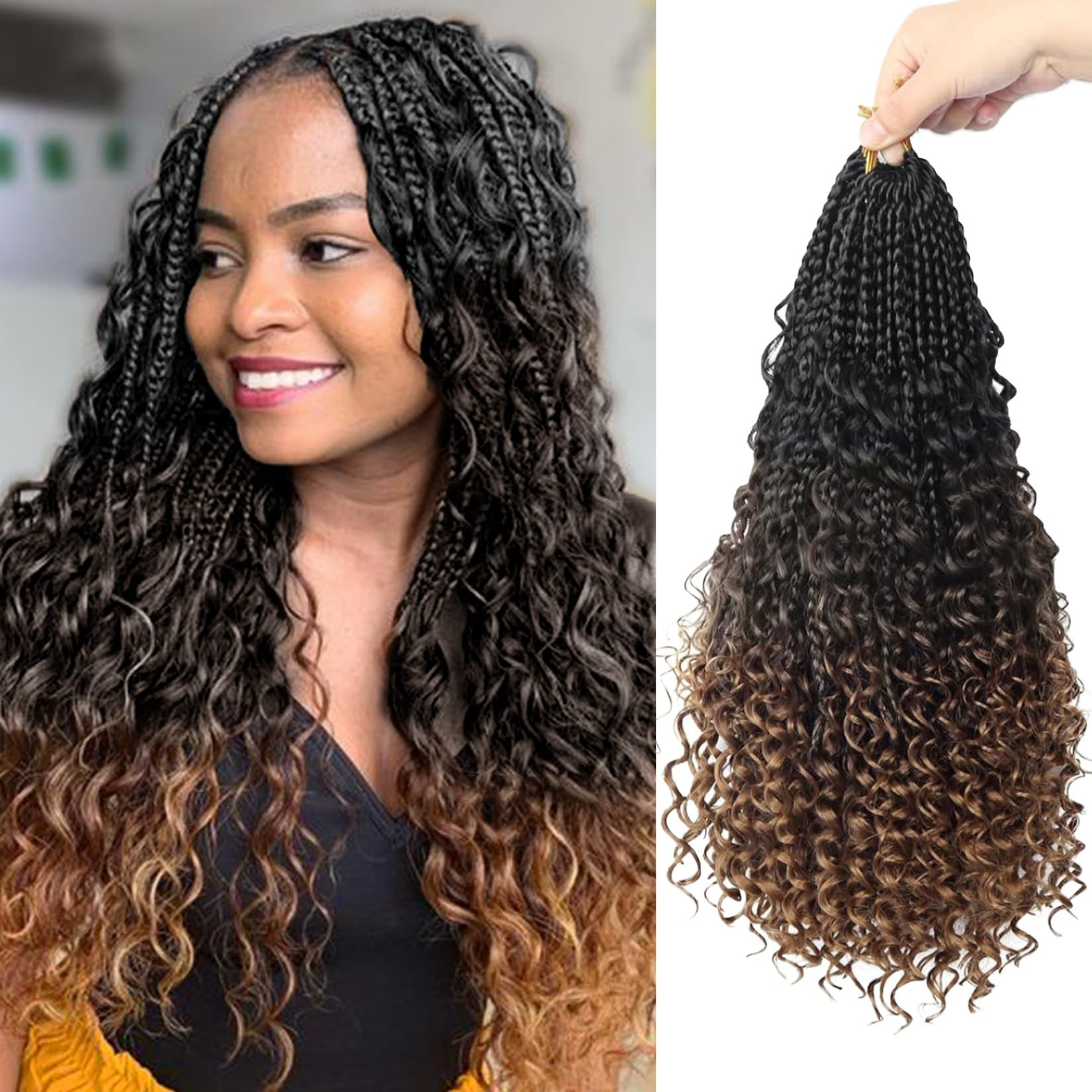 GetUSCart- Boho Box Braids Crochet Hair 16 Inch Goddess Braids Crochet ...